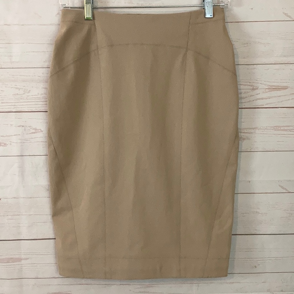 Kaufmanfranco Sz 2 Tan Structured Pencil Skirt - Gem